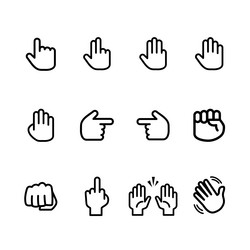 Hand sign pack line style Royalty Free Vector Image