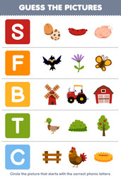 Education game for children guess the correct Vector Image