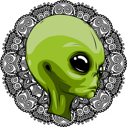 Face alien with mandala Royalty Free Vector Image