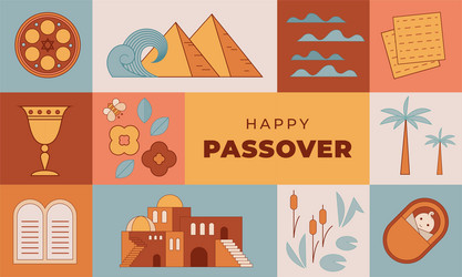 Happy passover background banner and poster Vector Image