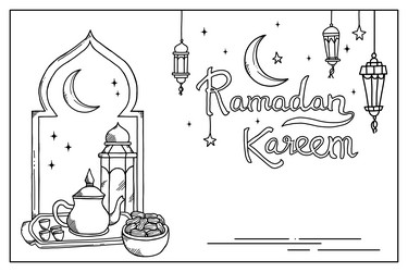 Ramadan Mubarak Coloring Page Royalty Free Vector Image