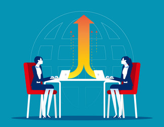 Speed of work by the network office working Vector Image