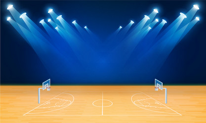 Basketball arena field with bright stadium lights Vector Image