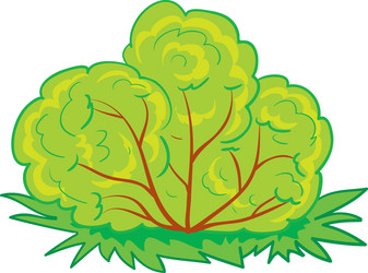 Cartoon green big bushes on lawn with clouds Vector Image