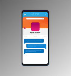 Mobile application interface live chat ui ux gui Vector Image