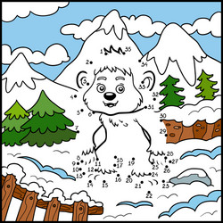 Numbers game dot to for children yeti Royalty Free Vector