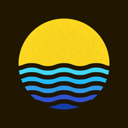 Sign of sun over water waves Royalty Free Vector Image