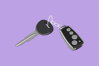 Cartoon flat style drawing key car and key ring Vector Image