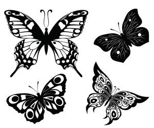 Set three butterflies ink sketch hand drawn Vector Image