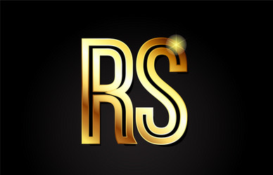 Gold golden rs combination alphabet bold letter Vector Image