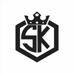 Sk logo monogram triple ribbon style line design Vector Image