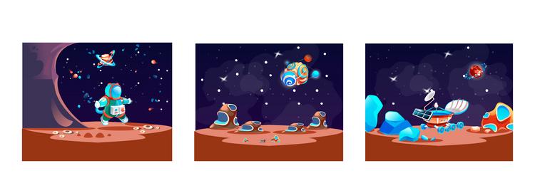 Space planet landscape set cosmic game background Vector Image