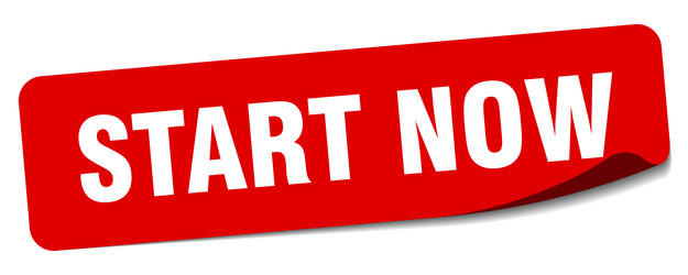 Start now sticker start now label Royalty Free Vector Image
