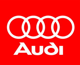 Audi brand symbol logo with name white design Vector Image