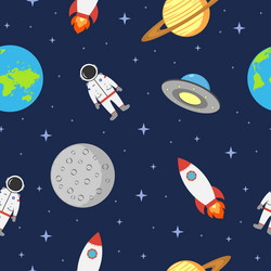 Comic space planets and spaceships Royalty Free Vector Image