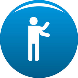 Stick figure stickman icon blue Royalty Free Vector Image