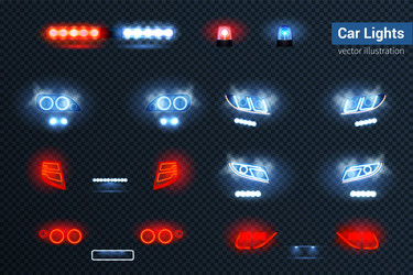 Headlamp cars realistic set Royalty Free Vector Image