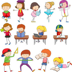 Set of kids character activity Royalty Free Vector Image