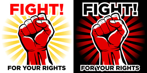 Raised protest fist over crowd Royalty Free Vector Image
