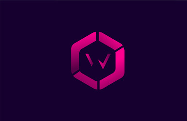 Pink polygon w alphabet letter logo icon design Vector Image