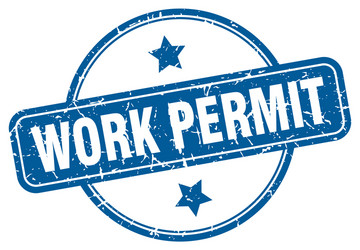 Work permit stamp label round grunge Royalty Free Vector