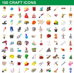 100 preschool education icons set cartoon style Vector Image