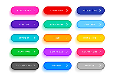 Colorful and empty web button sign in collection Vector Image