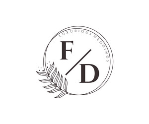 Fd initials letter wedding monogram logos Vector Image
