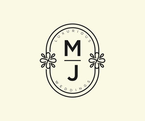 Mj initials letter wedding monogram logos Vector Image