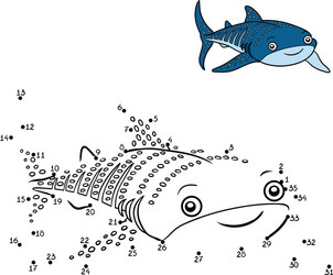 Trace the dotted lines from shark education game Vector Image