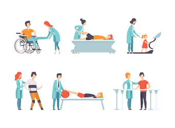 Physical therapy or physiotherapy with therapist Vector Image