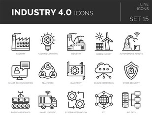 Industry 40 and smart productions icon set Vector Image