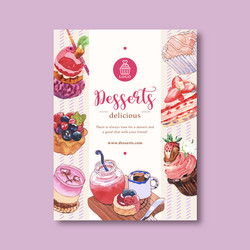 Dessert poster design with jam jar tea fruit Vector Image