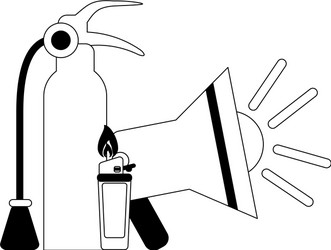 Firefighter rescue emergency black and white Vector Image