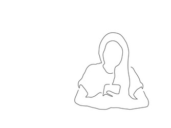 People using technology line drawing Royalty Free Vector