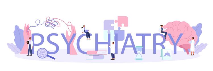 Psychology typographic header mental health Vector Image