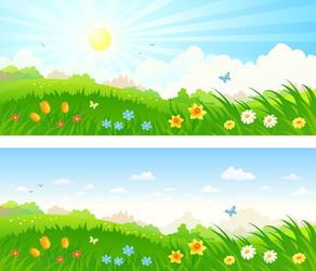 Cartoon spring landscape Royalty Free Vector Image