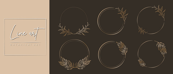 Botanical golden circle frame set Royalty Free Vector Image