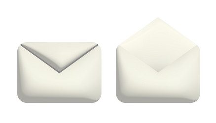 3d white opened and closed mail envelopes Vector Image