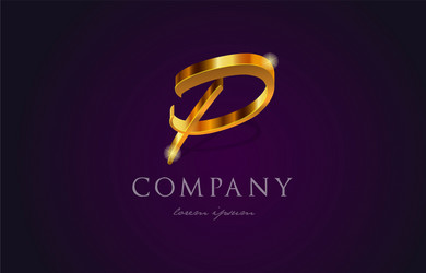 Yellow gold alphabet letter p logo company icon Vector Image