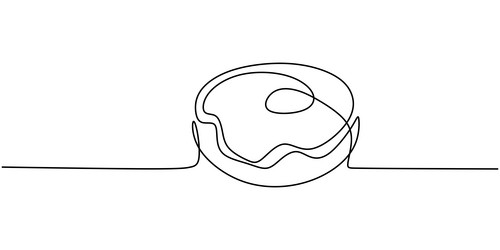 Donut continuous one line drawing for restaurant Vector Image