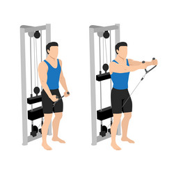 Man doing cable rope front raise exercise Vector Image