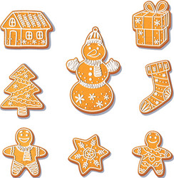 Christmas gingerbread cookies in shape of cute Vector Image
