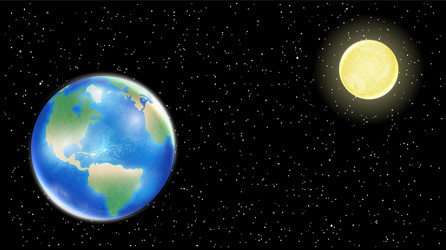 Sun star and planet earth with moon Royalty Free Vector