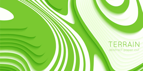 Abstract green paper cut terrain paper sclices Vector Image