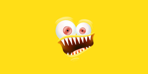 Angry yellow monster face with open mouth Vector Image