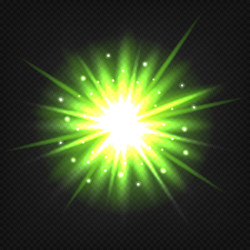 Explosion effect with sparks green light smoke Vector Image