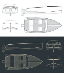 Speed boat blueprints Royalty Free Vector Image