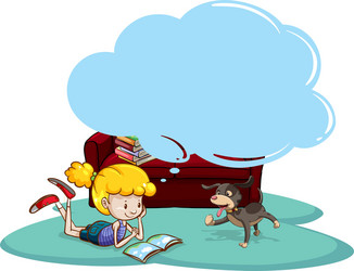 Child Reading And Thinking Clipart Image