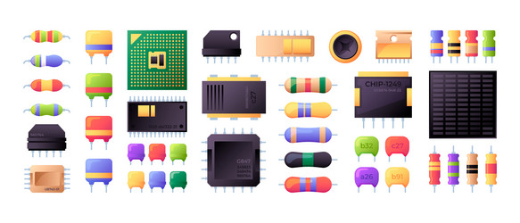 Semiconductor electronic components isometric icon